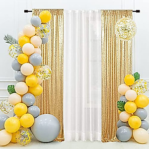 Eternal Beauty Gold Sequin Backdrop Curtain 2 Panels, Gold Curtain Backdrop for Party Decoration (W2 x H8FT-2PCS)