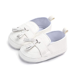 Csfry Infant Toddler Baby Boys Soft Moccasinss Crib Shoes White US4