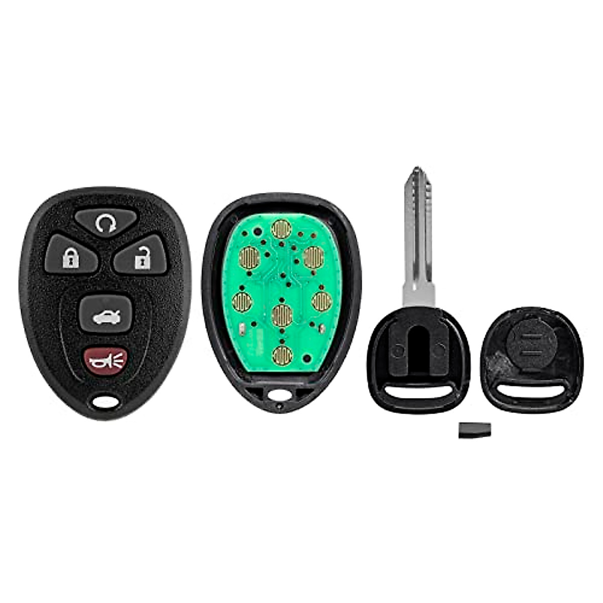 Keyless Remote Start Car Key Fob with Ignition Key fits Chevy Impala 2006 2007 2008 2009 2010 2011 2012 2013 Cadillac DTS Buick Lucerne Chevrolet Monte Carlo OUC60270, OUC60221 (Pack of 2)