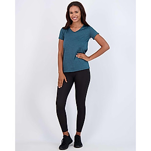 Real Essentials Womens V Neck T-Shirt Ladies Yoga Top Athletic Tees Active Wear Gym Workout Zumba Exercise Running Essentials Quick Dry Fit Dri Fit Moisture Wicking Basic Clothes, Set 7, M, Pack of 5