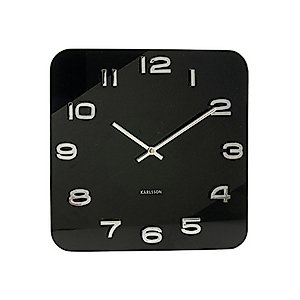 Karlsson Vintage Square Glass Clock - Black