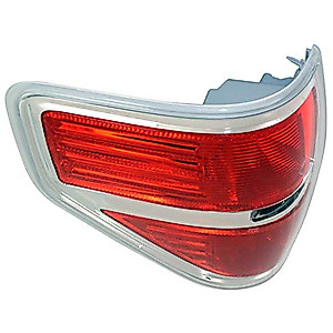 Evan Fischer Driver Side Tail Light Compatible with 2009-2014 Ford F-150 Styleside Red Lens Chrome Trim CAPA