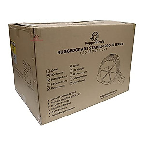 RuggedGrade 500 Watt LED StadiumPro III LED Stadium Lights - 66,500 Lumen LED Ballpark Lights - 5000K Bright White - 10KV Surge - 30 Degree - Flood Bracket