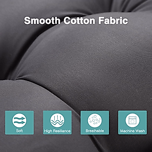 WELL-STRONG 2 Pieces 15" Folding Foot Stool for Patio, Small Accent Outdoor Foot Rest, Foldable Ottoman with Metal Frame, Upholstered Folding Footstool for Home Living Room Bedroom Washable Dark Grey