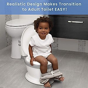 Delta Children Kid Size Toddler Potty for Boys & Girls - Realistic Potty Training Toilet Looks & Feels Like an Adult Toilet, White/Grey