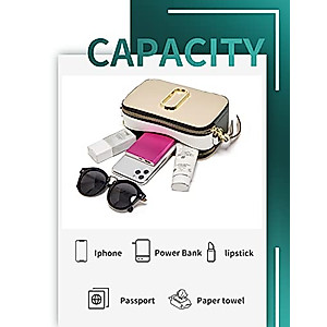 Iswohjzzz Designer Crossbody Bag Purse Women Snapshot Mini Leather Crossbody Bag Wide Strap Shoulder Handbag Camera Clutch Khaki