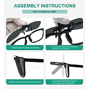 Eyekepper Flip-up Clip-on Sunglasses Polarized 60x43 MM 4-Pack Metal Glasses Clip