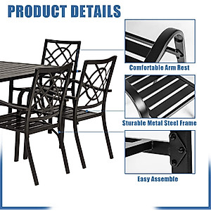 Incbruce 7 Pcs Outdoor Dining Set Wrought Iron Patio Dining Set, Dining Furniture Set (6 Dining Chair and 1 Rectangular Table with 1.57" Umbrella Hole) for Garden,Backyard(Metal Tabletop)