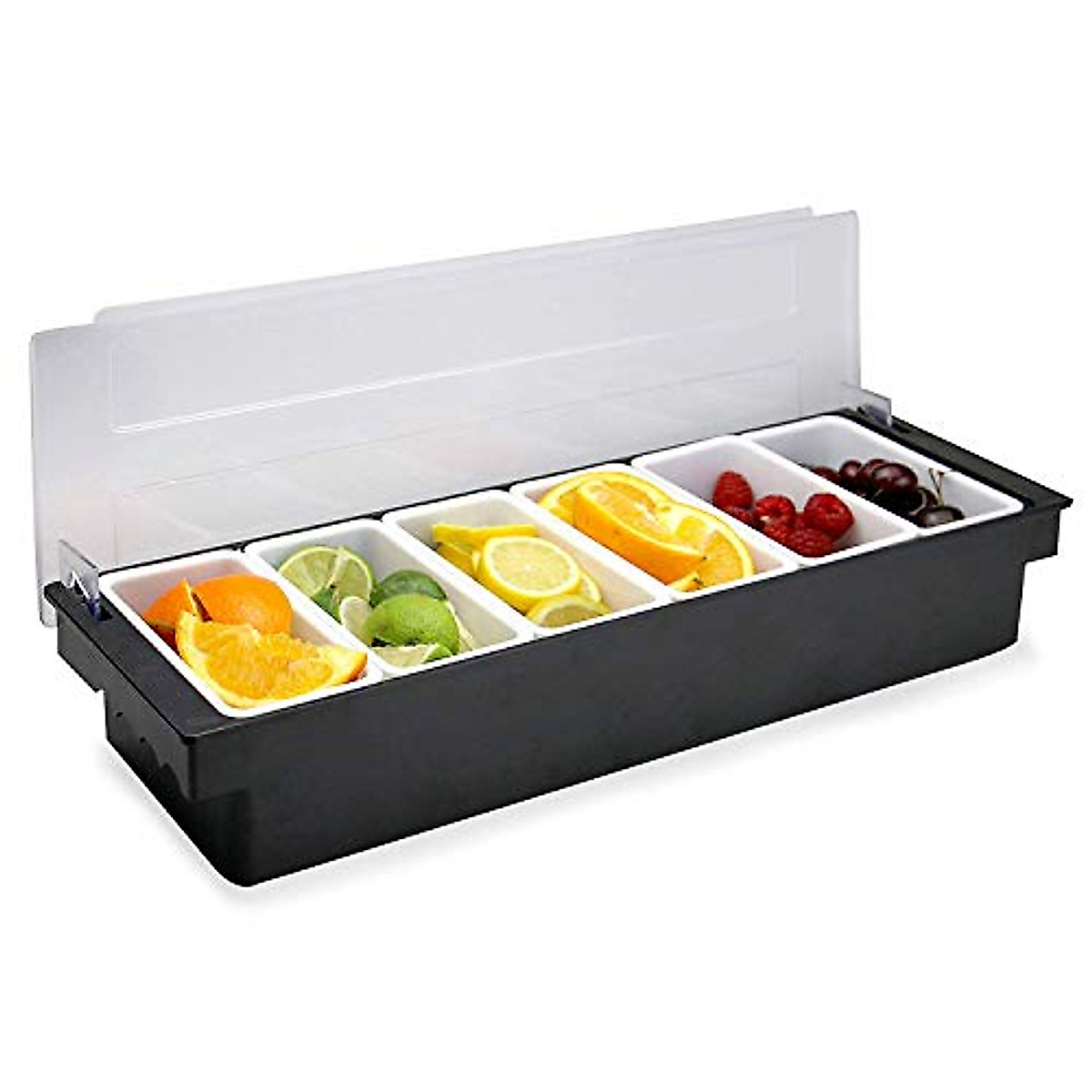 Tablecraft (102) 6-Compartment Black Plastic Condiment Holder