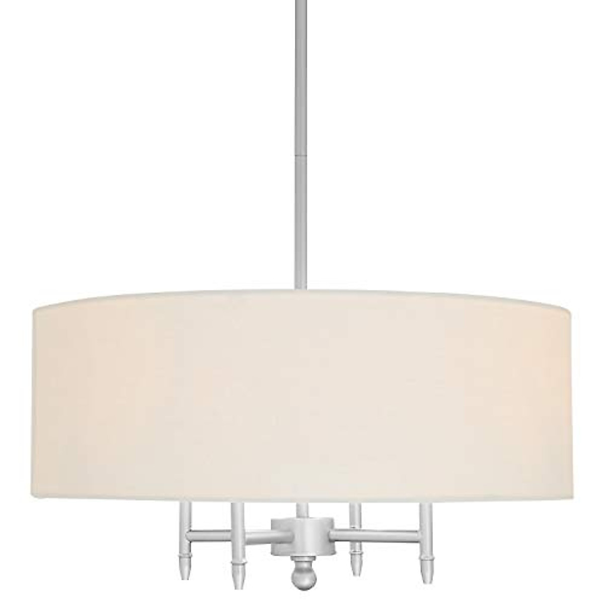 Amazon Brand – Stone & Beam Contemporary Pendant Chandelier with White Shade- 20 x 20 x 42 Inches (Adjustable Height), Satin Nickel