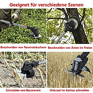 Cordless Lawn Mower and Edge Trimmer Lawn Mower Small Household Lawn Mower Weed Puller Brush Cutter Adjustable Blade 90° Adjustable Suitable for Farm Outdoor Garden Etc. abattery