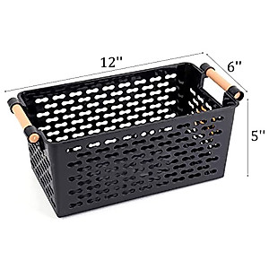 Yesland 6-Pack Black Plastic Storage Baskets | Home & Office