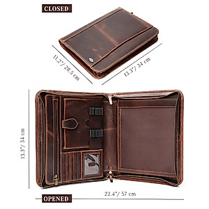 Leather Portfolio Binder, Professional Organizer Padfolio – Resume Folder, Business Card & Document Holder, Portfolios for Men & Women, Office & Business Supplies by Luxeoria | (Large - Brown)