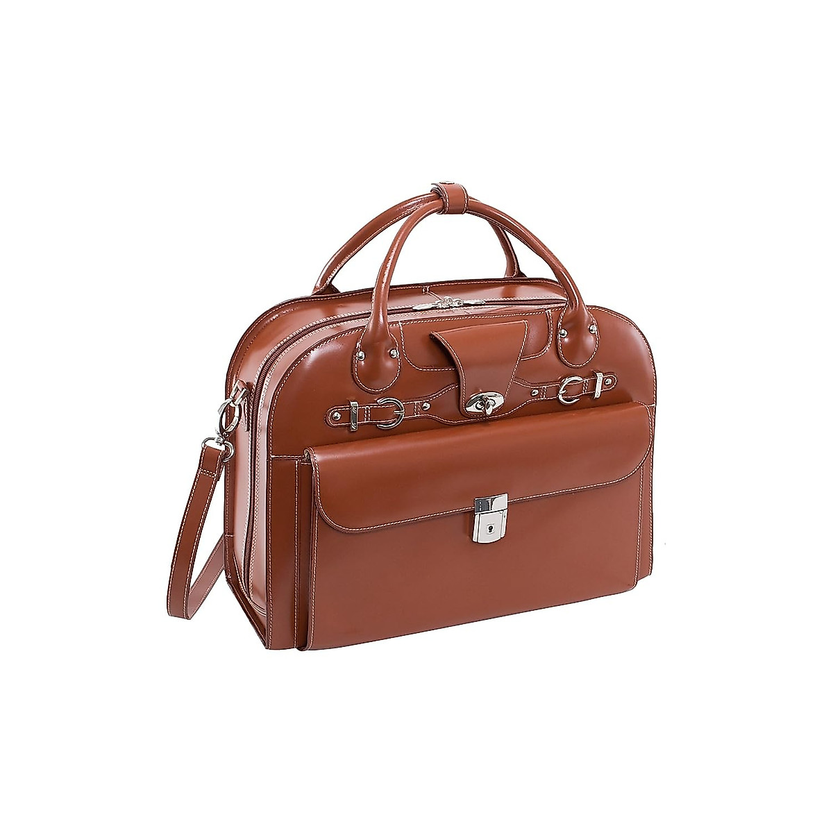 McKleinUSA Roseville W Series Leather Check-Point Friendly Briefcase, Brown (96644)