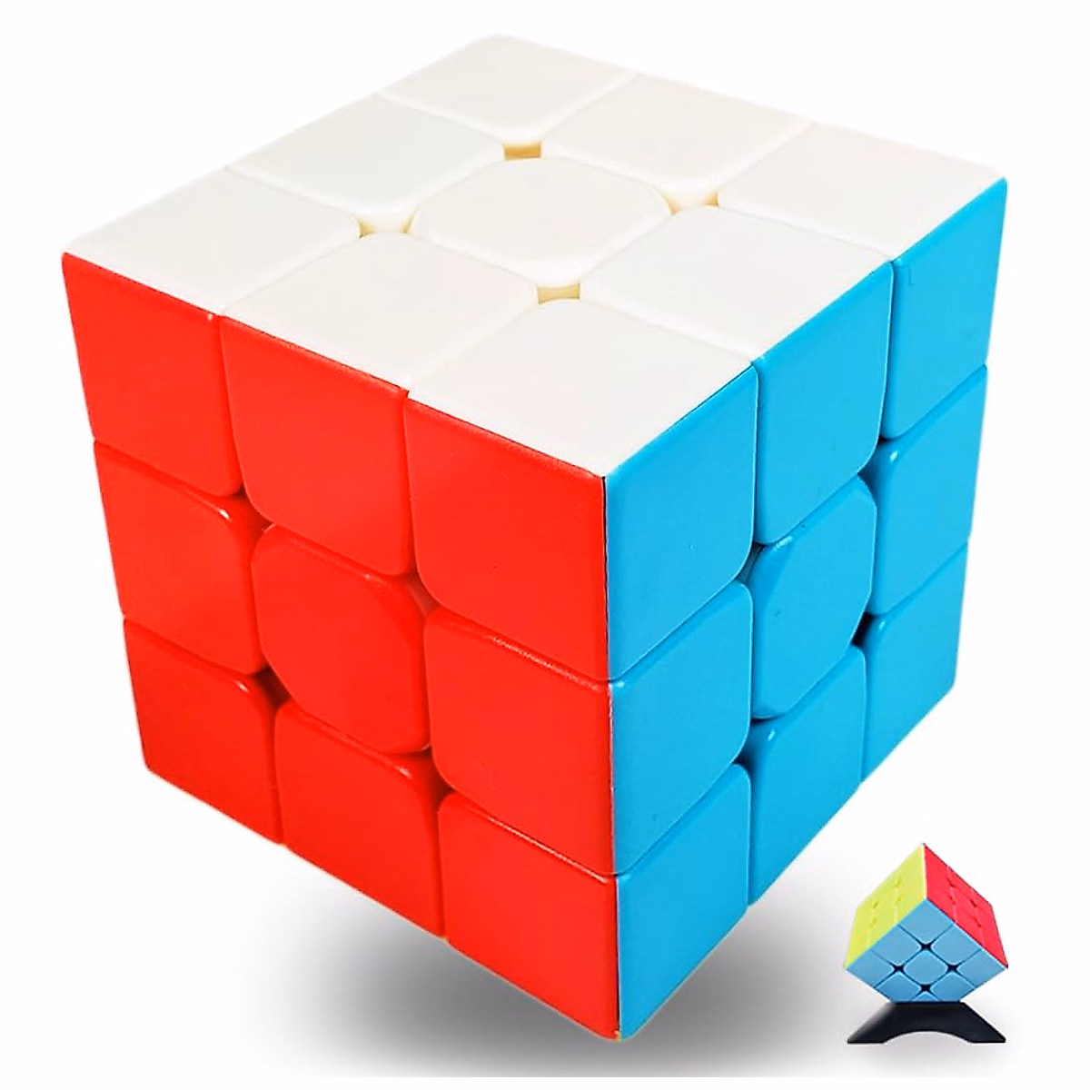 INTEGEAR Speed Cube 3x3 Stickerless with Stand and Tutorial – Easy Turning, Smooth Play, Durable Magic Puzzle Toy for Kids and Adults