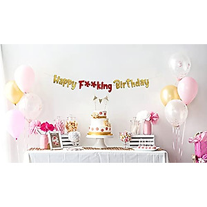 Funny Birthday Gold and Red Glitter Banner – Happy Birthday Party Supplies, Ideas, and Gifts – 21st, 30th. 40th, 50th, 60th, 70th, 80th Adult Birthday Decorations