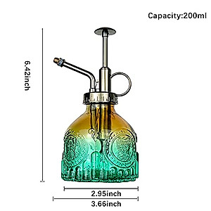 REFFU Plant Mister Spray Bottle 6.3 Inches Tall Vintage Plant Spray Bottle, Plant Sprayer Mister,Plant Spritzer, Watering Can with Top Pump for Indoor House Plants (Brown-Green Gradient)