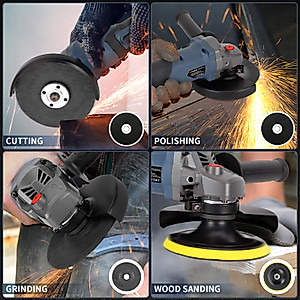 RYOJEGK 5" Brushless Angle Grinder Kit, 2 x 6.0Ah Battery Cordless Angle Grinder Tool,10000RPM Max Rotational Speed & 26Pcs Set of Accessories, Amoladora Angular for Cutting,Polishing & Carving