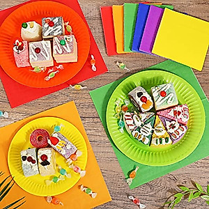 420 Pieces Rainbow Disposable Dinnerware Tableware Set 7 9 Inch Colorful Party Paper Plates Paper Cups Napkins Spoons Forks Knives Complete Party Pack for Birthday Neon Fiesta Party Supplies