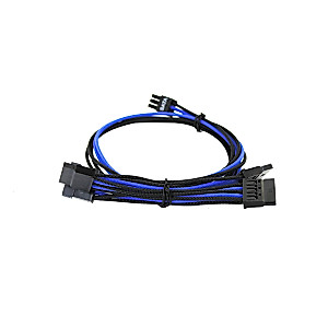 EVGA Black & Light Blue 750-850 G2/G3/G5/G6/G7/GA/G+/GM/P2/P3/P5/P6/P+/T2 Power Supply Cable Set, Individually Sleeved (100-G2-08KL-B9)
