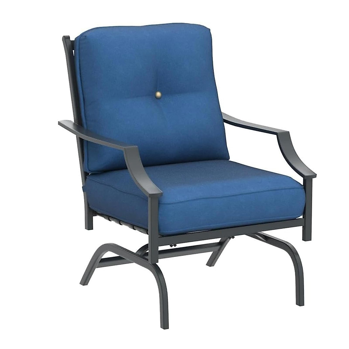 Top Space Rocking Patio Chairs Outdoor Metal Furniture Motion Spring Chair Black Dining Bistro Set with Padded Cushion for Garden Balcony Porch