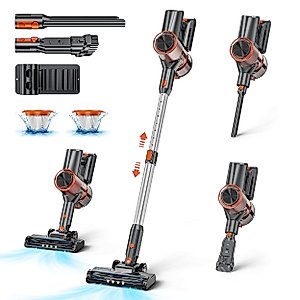 KOHE Cordless Vacuum Cleaner with LED Display, 6-in-1 Lightweight Stick Vacuum,45 Mins Max Runtime,2200 mAh Battery,Powerful Rechargeable Vacuum Cleaner for Hard Floor Carpet Pet Hair Home-V10