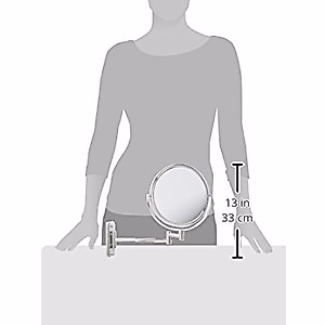 JERDON 8-Inch Two-Sided Swivel Wall Mount Mirror - Makeup Mirror with 8X Magnification & 13.5 inch Wall Extension - Chrome Finish - Model JP7808C