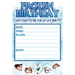 Set of 20 Winter Princess Themed Happy Birthday Invitation Cards & Envelopes – Lightweight (240g), Postcard Style Invites for the Perfect Party Pack