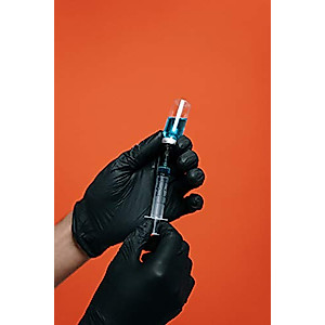 KingSeal LARGE UltraBlack Nitrile Exam Gloves, Medical Grade, Powder Free, 4 MIL, Textured Fingertips - 1 Box of 100 Gloves By Weight