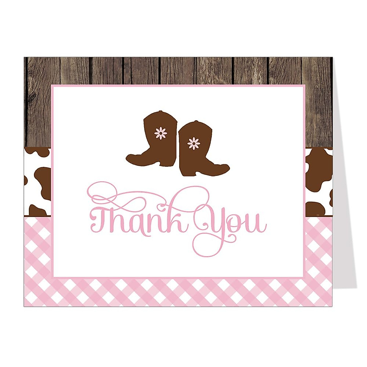 The Invite Lady Cowgirl Baby Shower Thank You First Rodeo Cow Girl Notecards Notes With Envelopes (24 count)