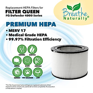 Replacement Hepa Filters + 6 Carbon Filters for Filter Queen Defender 4000 Series Air Purifiers (2 Hepa : 6 Carbon)