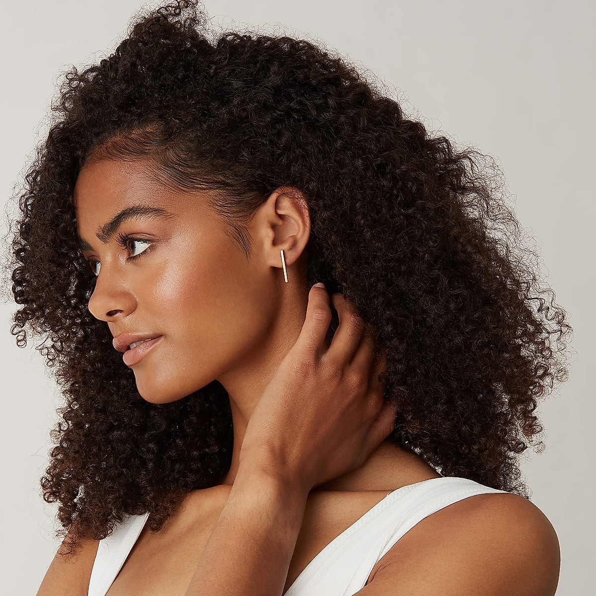 PAVOI 14K White Gold Plated Sterling Silver Post Dainty Mini Bar Stud Earrings | Gold Earrings for Women | Long