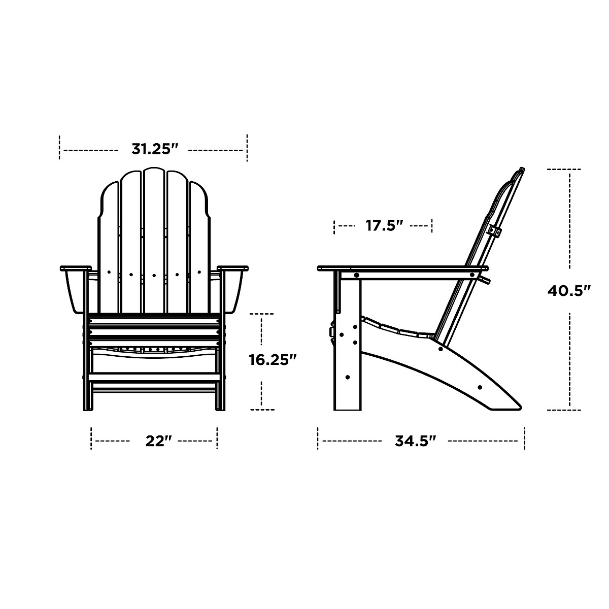 POLYWOOD AD600 Vineyard Curveback Adirondack Chair, White