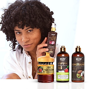 WOW Skin Science Apple Cider Vinegar Shampoo & Conditioner Set, Hydrating Hair Mask, Revitalizing Onion Oil and Scalp Massager