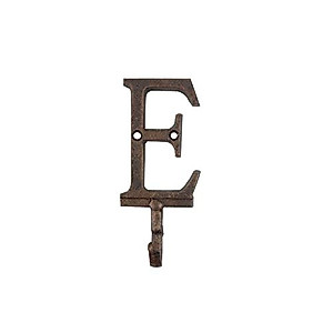 Handcrafted Nautical Decor Rustic Copper Cast Iron Letter E Alphabet Wall Hook 6"