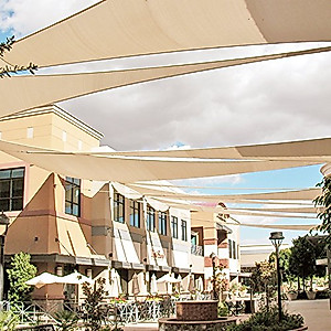 E&K Sunrise 8' x 8' x 11.3' Beige Sun Shade Sail Right Triangle UV Block Durable Awning UV Block Canopy Perfect for Patio Backyard Lawn Garden Outdoor Activities -Customized