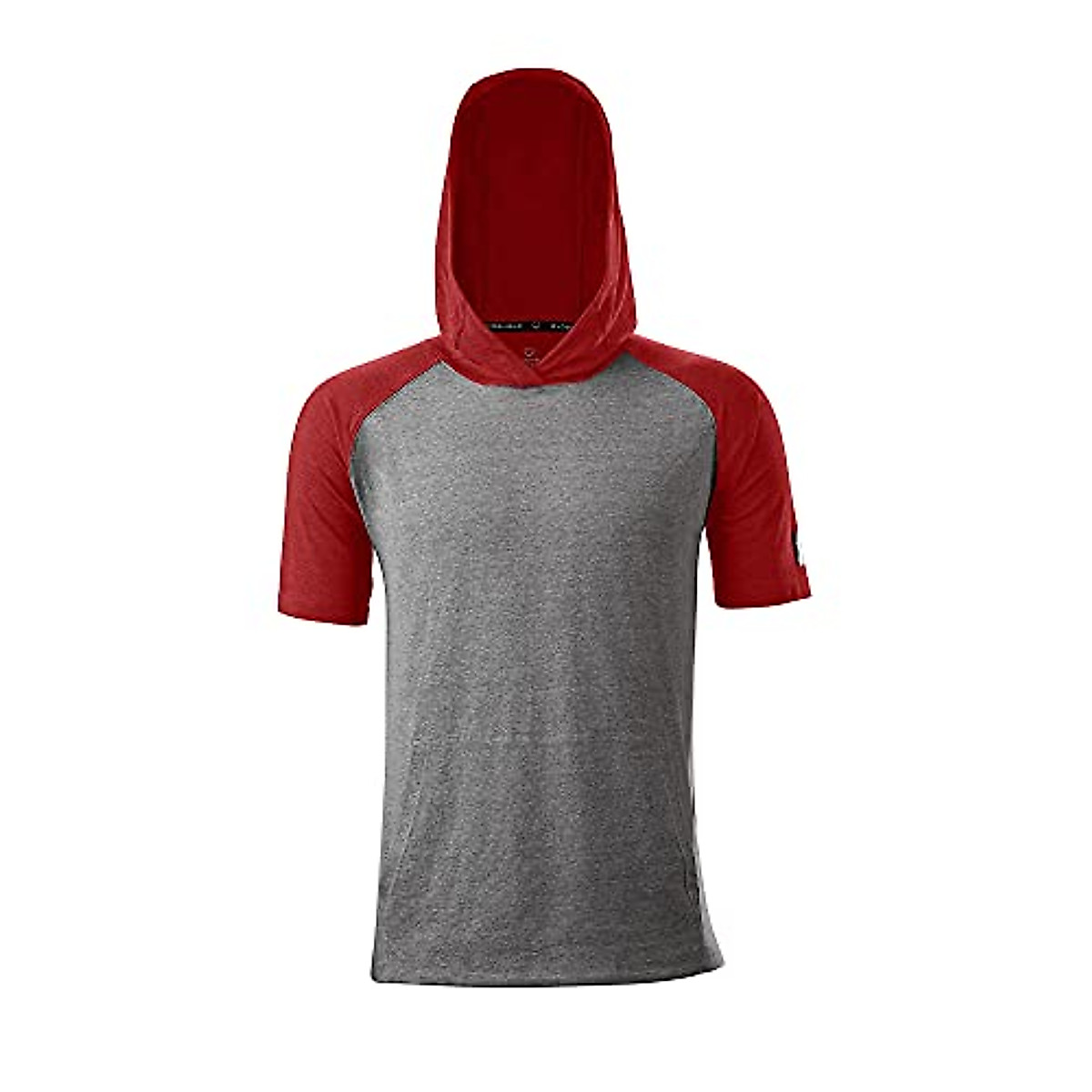 EvoShield mens Short Sleeve Hooded Sweatshirt, Grey/Scarlet, X-Large US
