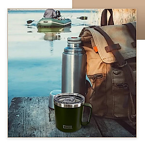 WAASS 14oz Insulated stainless steel Coffee Mug - Hot and Cold with leakproof sliding Lid - Perfect for Hot Coffee & Tea for Travel, home, and Work. (Green)