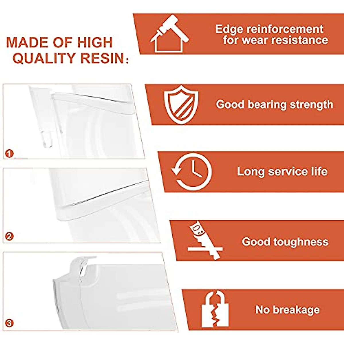 UPGRADE 240323002 Refrigerator Door Shelf Bin Replacement Part, Compatible with Frigidaire FGHS2631PF4A, FGHS2655PF5A, FGHS2655PF4, DGUS2645LF6A,FGUS2642LF2 AP2115742 Fridge Side Bottom Shelf 2 Pack