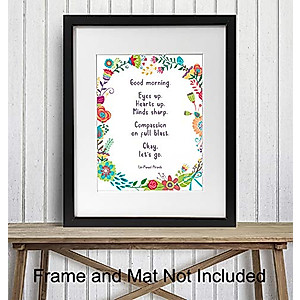 Lin-Manuel Miranda Good Morning Merchandise - Positive Quotes Wall Decor Poster - Motivational Wall Art - Bathroom Decor for Women - Unique Funny Housewarming Gift for Her, Wife - 8x10 Room Decoration