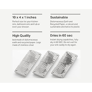 DISCHOOL Instant dry sink organizer, lifestyle bathroom countertop sink tray for soap bottles. Fast drying stone bathroom sink tray/bathroom sink caddy