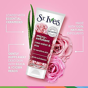 St. Ives Gentle Smoothing Face Scrub, Rose Water & Aloe Vera Exfoliator, Facial Scrub Made with 100% Natural Exfoliants, Paraben Free, Oil-Free, Dermatologist Tested 6 oz, 6 Pack