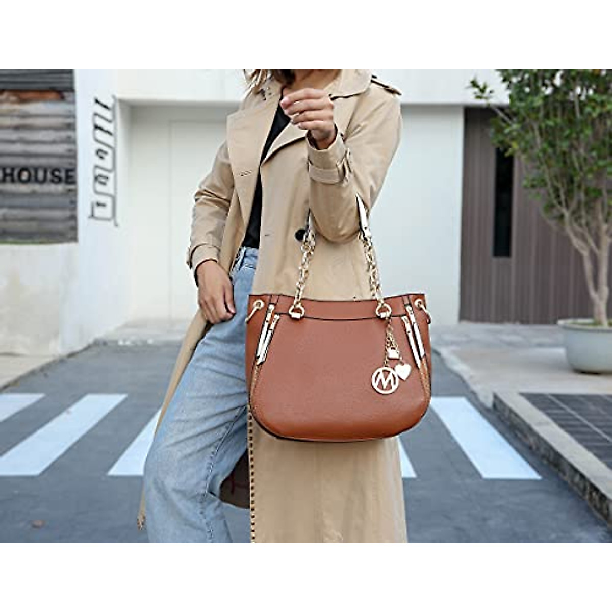 MKF Collection Tote Handbag with Wristlet Wallet, Vegan Leather Crossover Women’s Shoulder bag Purse