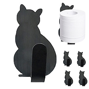 6Pcs Coat Hooks Cute Cat Shape Adhesive Hooks Wall Hooks Creative Wall Decorations Hanger Holder Stainless Steel for Hanging Coats Hat Towel Key Scarf Bags