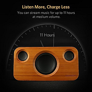ARCHEER 25W Bluetooth Speaker (A320) with Super Bass, Loud Bamboo Wood Home Audio Wireless Speakers with Subwoofer