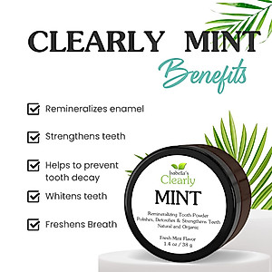 Isabella’s Clearly Mint Remineralizing Tooth Powder | Teeth Whitening Natural Fluoride Free Toothpaste for Adults, Kids, Sensitive Teeth and Gums | Xylitol, Baking Soda, Clay, Calcium (Mint Flavor)