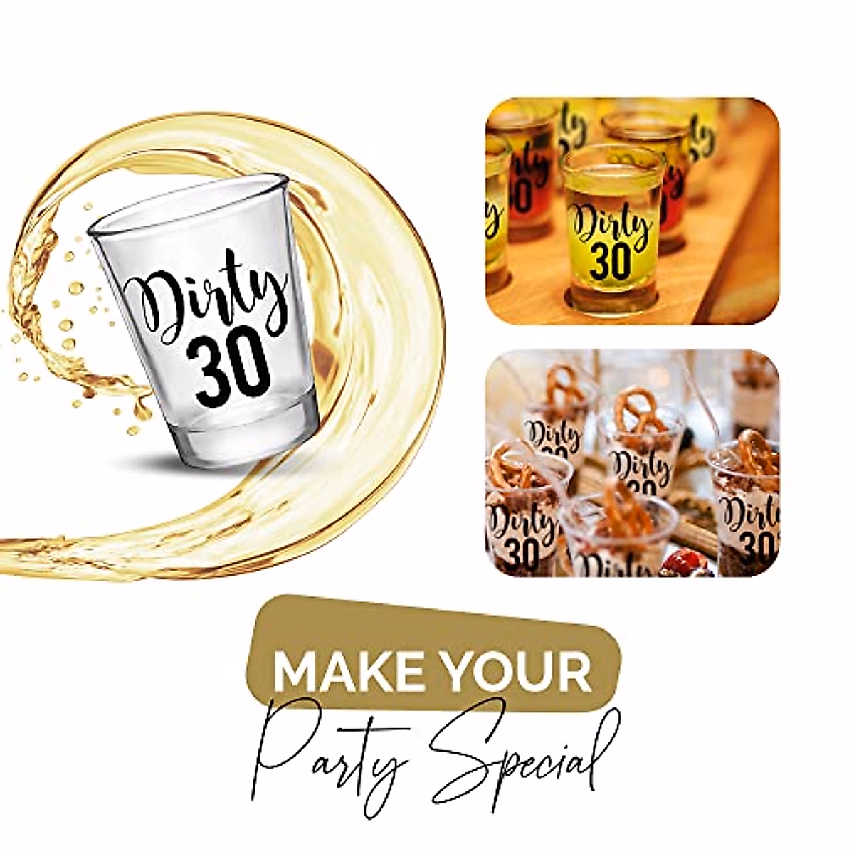 Dirty 30 Shot Glasses 30th Birthday Party Favors, Dirty Thirty Birthday Decorations for Her and Him, Reusable Drinking Cup, Set of 12 Party Favor Dirty 30 Birthday Gifts for Men or Women, 1.75 oz