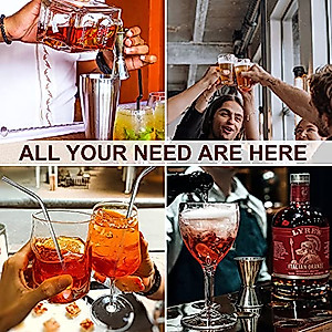 Cocktail Shaker Set Bartender Kit 13 Piece, Cocktail Kit Bar Set, Shaker Cocktail Kit with Bamboo Stand, Mixing Spoon, Muddler, Bottle Stoppers, Liquor Pourers, Strainer