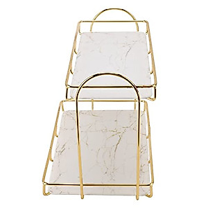 YWBL-WH 2 Tier Cosmetic Storage Shelf Bathroom Countertop Organizer Makeup Organizer Shelf Vanity Organizer Rack