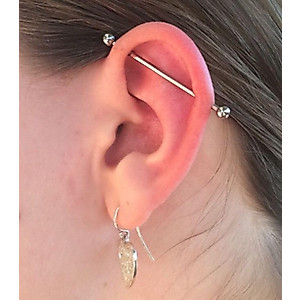 FIFTH CUE 316L Surgical Implant Grade Basic Steel Industrial Barbell (14G - 2" (51mm) - 5mm Balls)